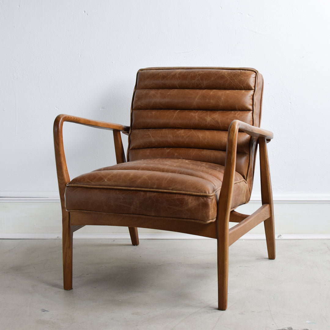 Mid Century Leather Armchair Vintage Brown Mrs Robinson
