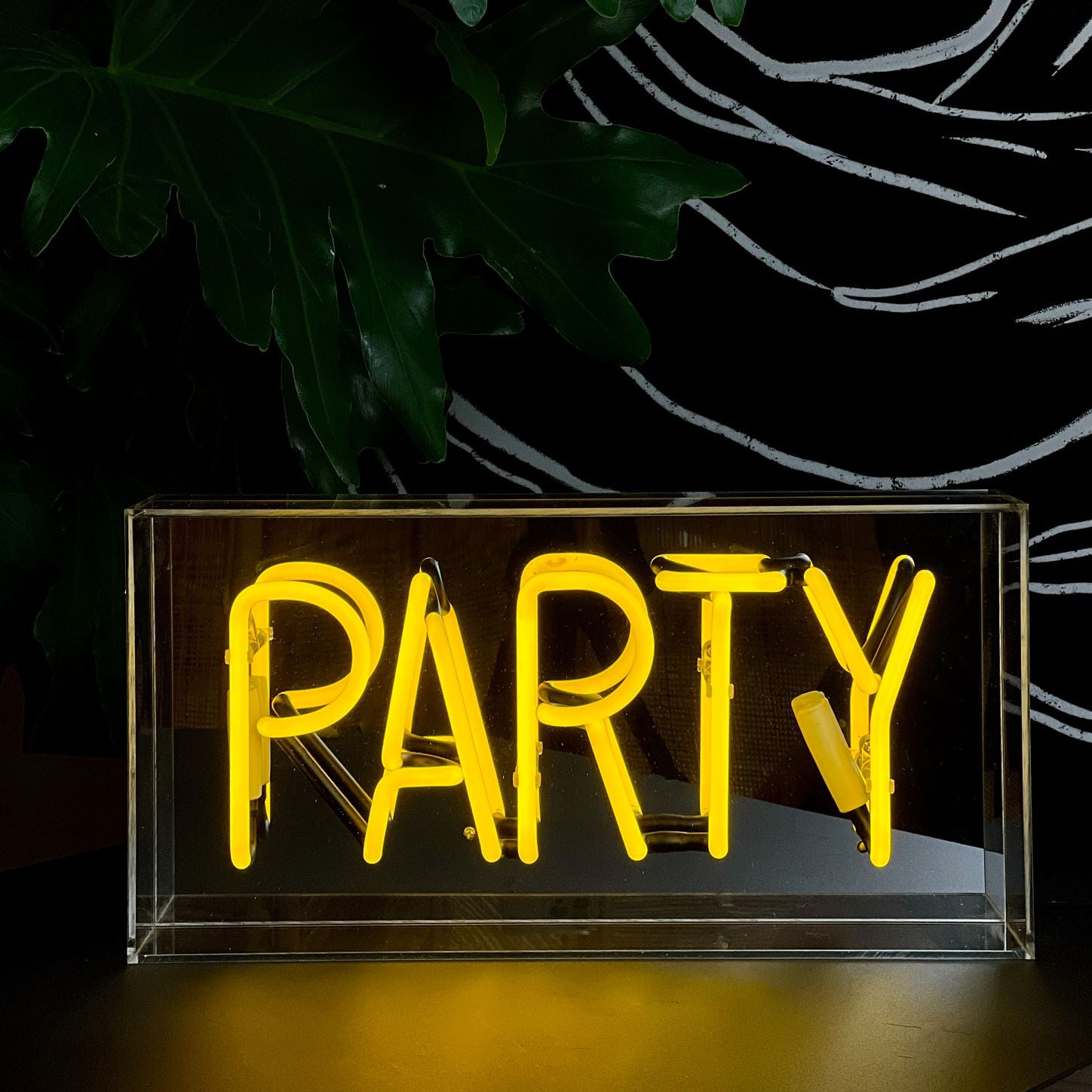 'Party' Glass Neon Sign -Yellow – Mrs Robinson